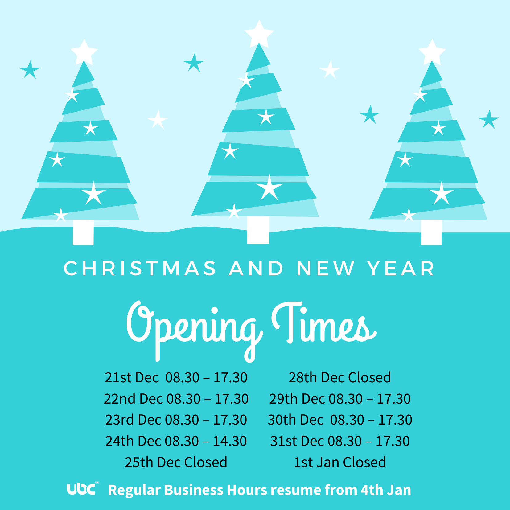 UBC Flexible Offices - Festive Hours